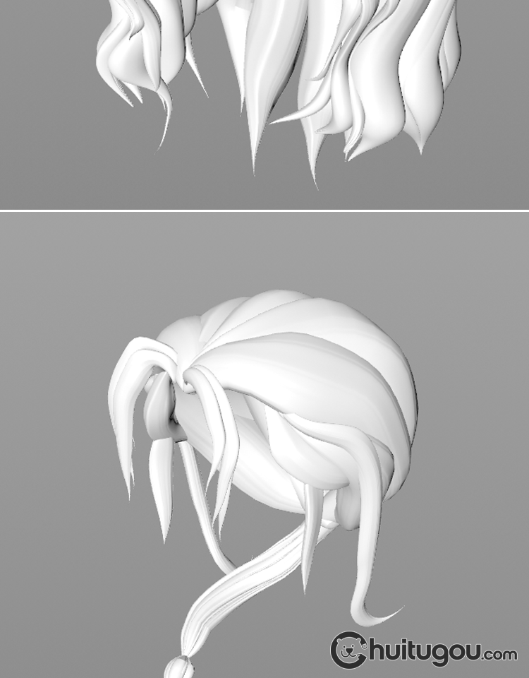 C4D女生头发3D模型基础网格FBX短发白模高模OBJ建模雕刻素材ZBP - 人物角色 - 绘图狗-设计灵感素材集散地