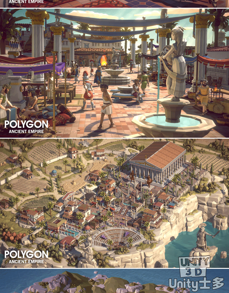 Unity古罗马帝国建筑宫殿皇宫U3D庄园士兵POLYGON Ancient Empire - 场景模型 - 绘图狗-设计灵感素材集散地