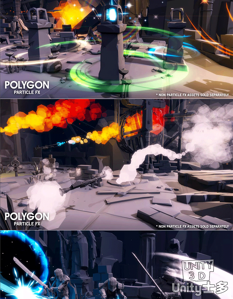 Unity多边形粒子特包U3D火水烟灰尘泥土魔法POLYGON Particle FX - 粒子特效 - 绘图狗-设计灵感素材集散地