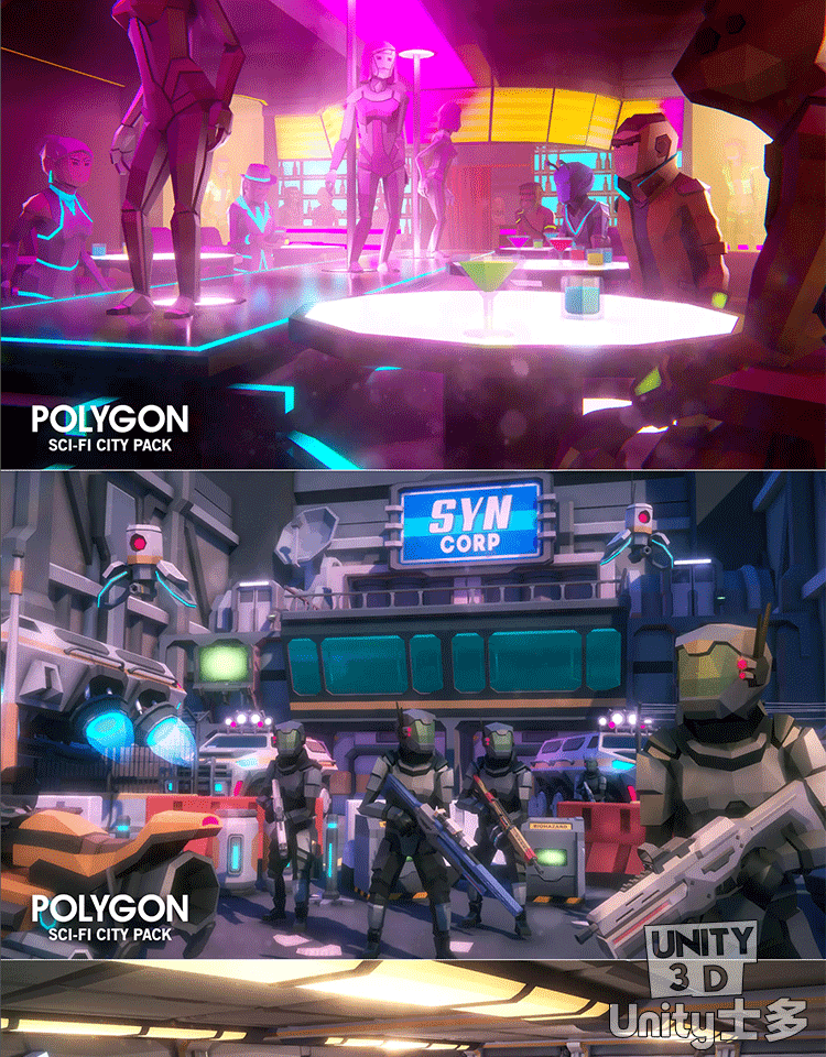 Unity3D科幻城市建筑武器U3D外星机器人POLYGON Sci-Fi City Pack - 场景模型 - 绘图狗-设计灵感素材集散地