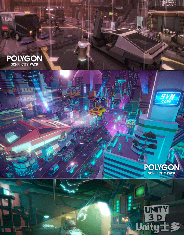Unity3D科幻城市建筑武器U3D外星机器人POLYGON Sci-Fi City Pack - 场景模型 - 绘图狗-设计灵感素材集散地