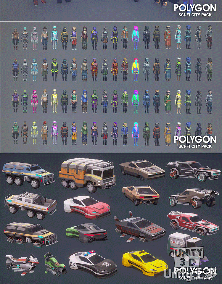Unity3D科幻城市建筑武器U3D外星机器人POLYGON Sci-Fi City Pack - 场景模型 - 绘图狗-设计灵感素材集散地