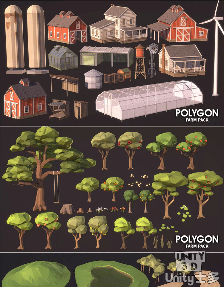 Unity农场仓库建筑收割机U3D向日葵农作物农民POLYGON Farm Pack - 道具模型 - 绘图狗-设计灵感素材集散地