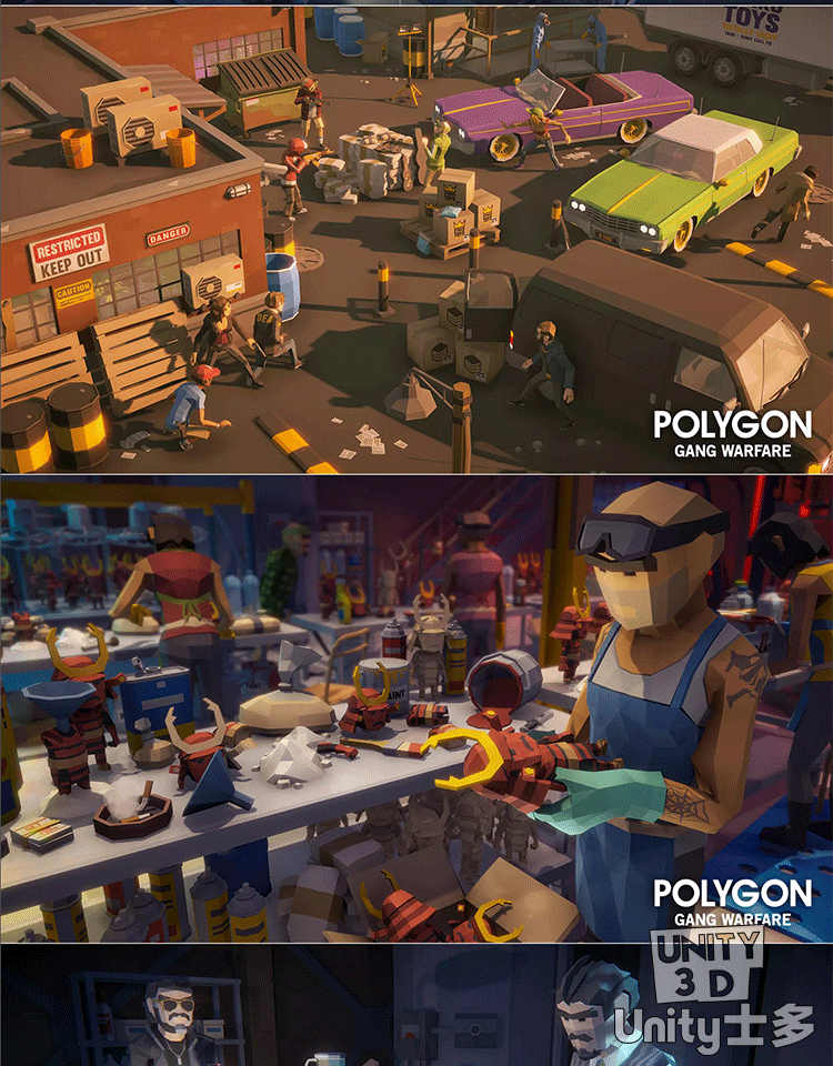 Unity3D犯罪斗争主题游戏场景帮派角色POLYGON Gang Warfare Pack - 场景模型 - 绘图狗-设计灵感素材集散地