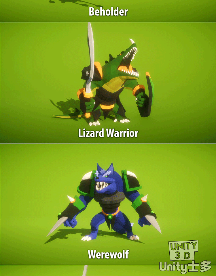 Unity3D低面卡通怪物模型带动画U3D风格化lowpoly游戏角色Monster - 动物模型 - 绘图狗-设计灵感素材集散地