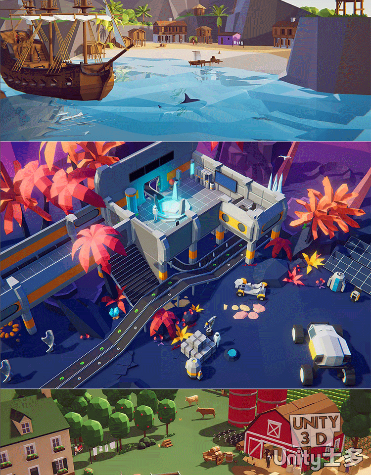 Unity低多边形风格场景U3D低面资产合集Low Poly Ultimate Pack - 场景模型 - 绘图狗-设计灵感素材集散地