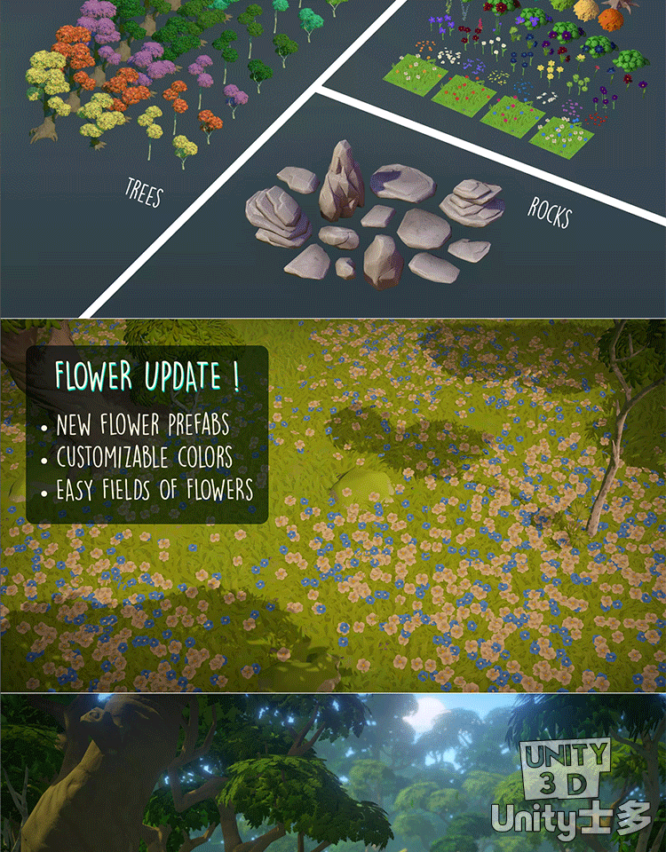 Unity3D风格化自然场景资产包U3D花草树木Stylized Nature Bundle - 场景模型 - 绘图狗-设计灵感素材集散地