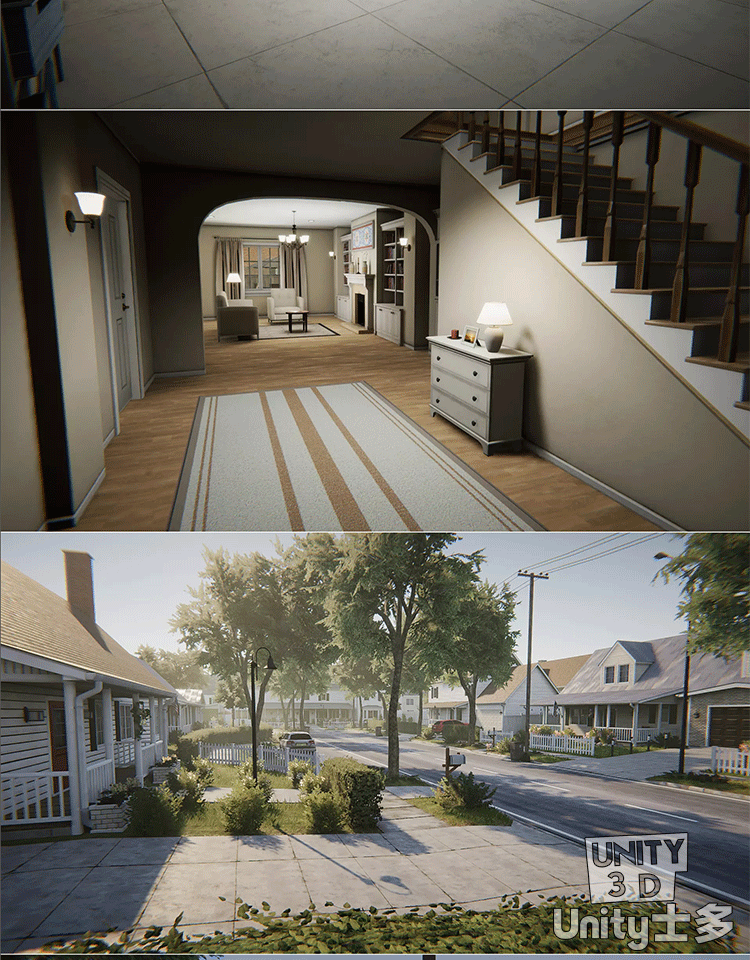 Unity社区住宅场景建U3D筑道路庭院家具模块Neighborhood House - 场景模型 - 绘图狗-设计灵感素材集散地