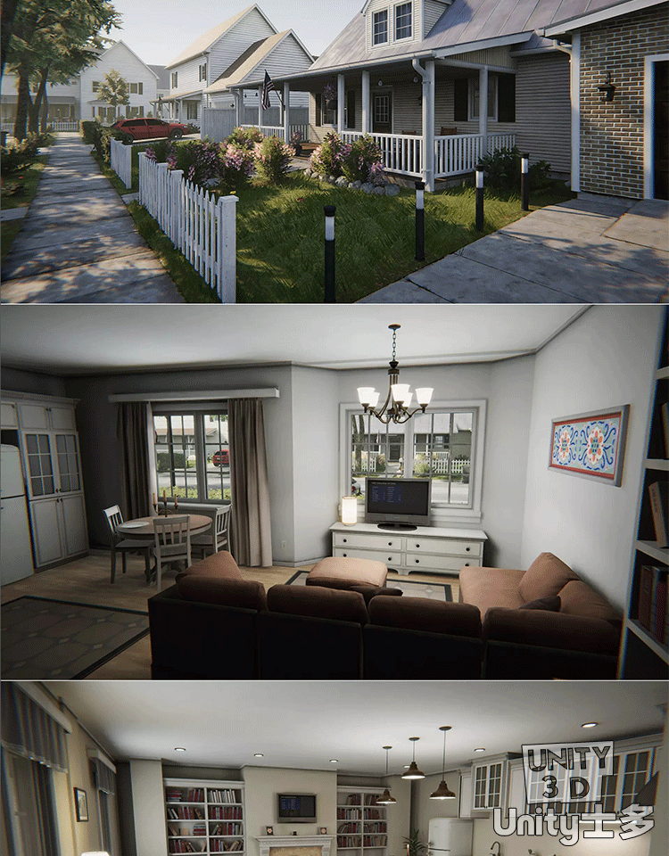 Unity社区住宅场景建U3D筑道路庭院家具模块Neighborhood House - 场景模型 - 绘图狗-设计灵感素材集散地