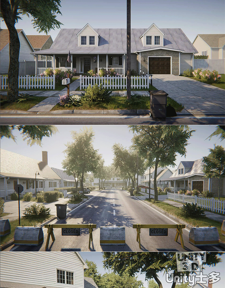 Unity社区住宅场景建U3D筑道路庭院家具模块Neighborhood House - 场景模型 - 绘图狗-设计灵感素材集散地