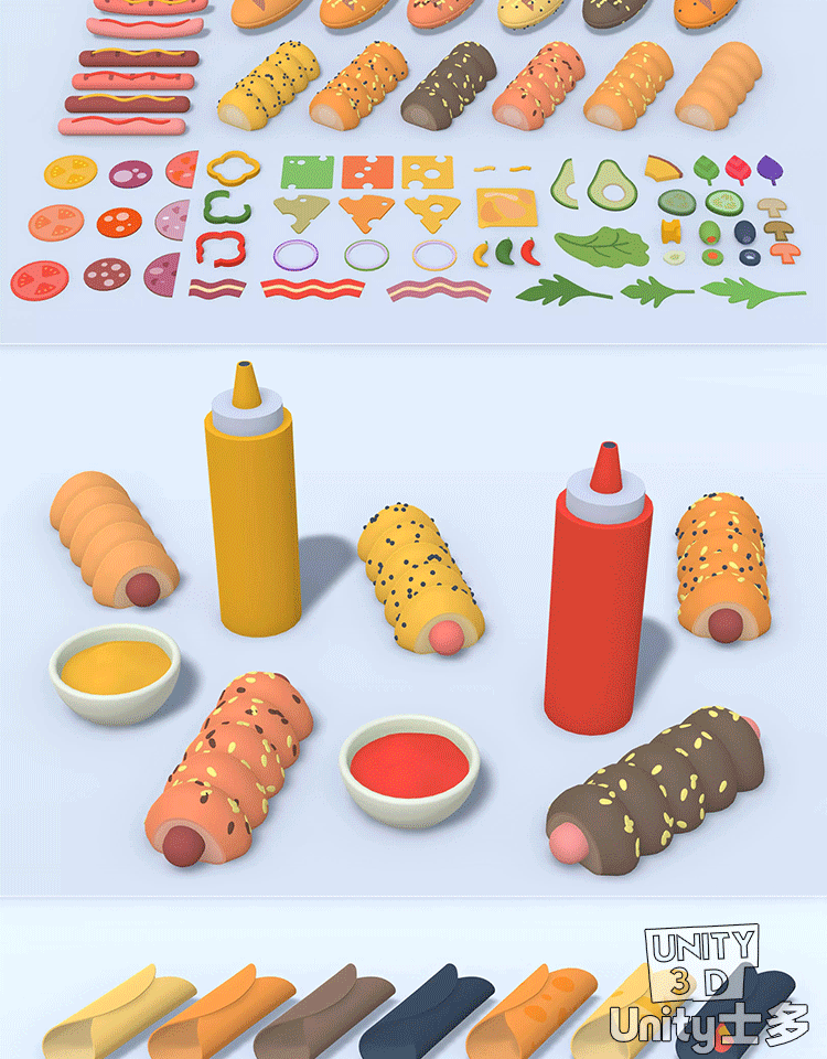 Unity卡通快餐食物披萨饮料模型Fast Food Mega Constructor 1.0 - 道具模型 - 绘图狗-设计灵感素材集散地