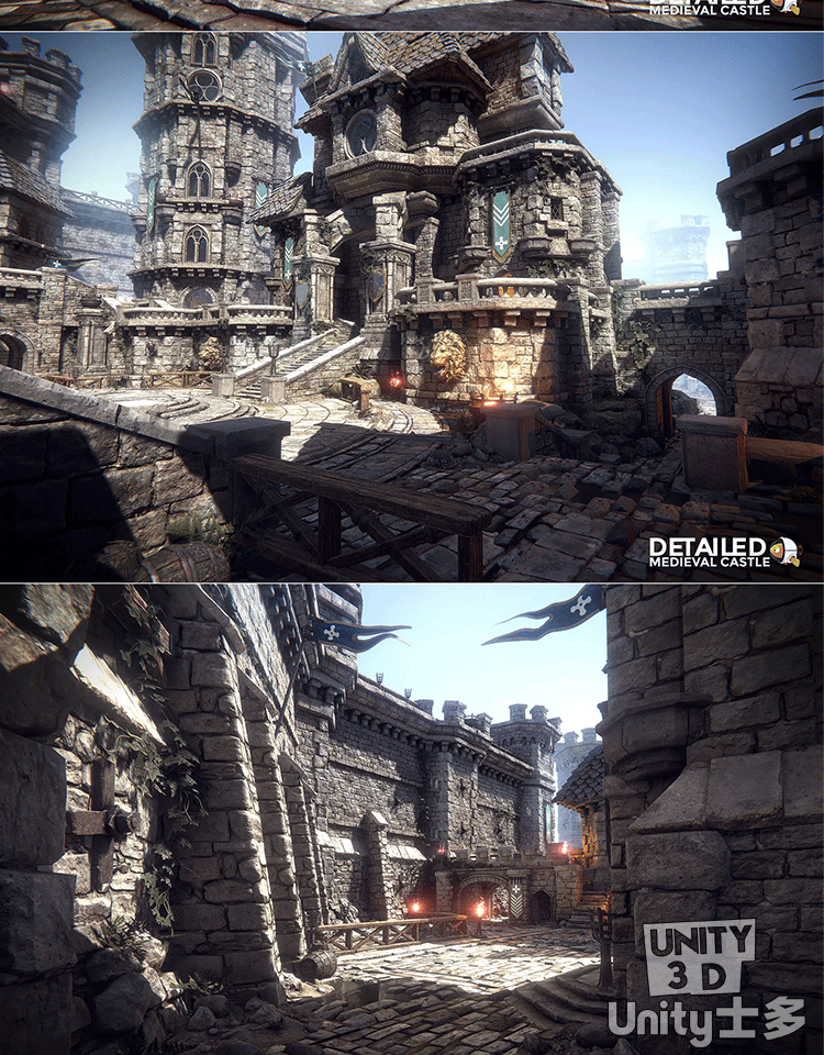 Unity3D中世纪城堡城墙建筑场景DETAILED - Medieval Castle 1.1 - 场景模型 - 绘图狗-设计灵感素材集散地