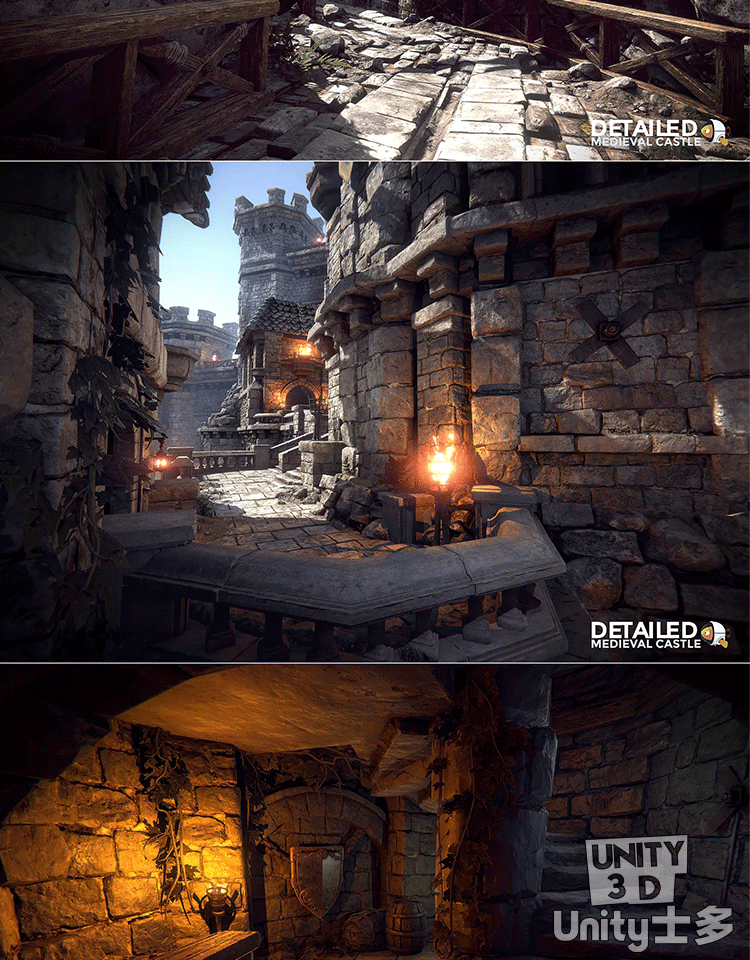 Unity3D中世纪城堡城墙建筑场景DETAILED - Medieval Castle 1.1 - 场景模型 - 绘图狗-设计灵感素材集散地