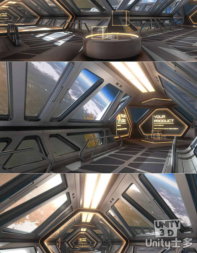 Unity科幻风廊道展厅U3D场景3D Showroom Level Kit Vol 7 v1.2 - 场景模型 - 绘图狗-设计灵感素材集散地