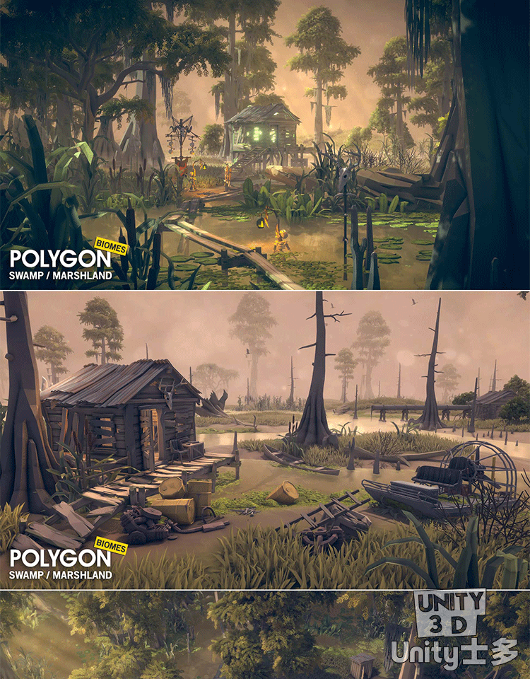 Unity3D自然湿地红树林沼泽场景水生植物POLYGON Swamp Marshland - 场景模型 - 绘图狗-设计灵感素材集散地