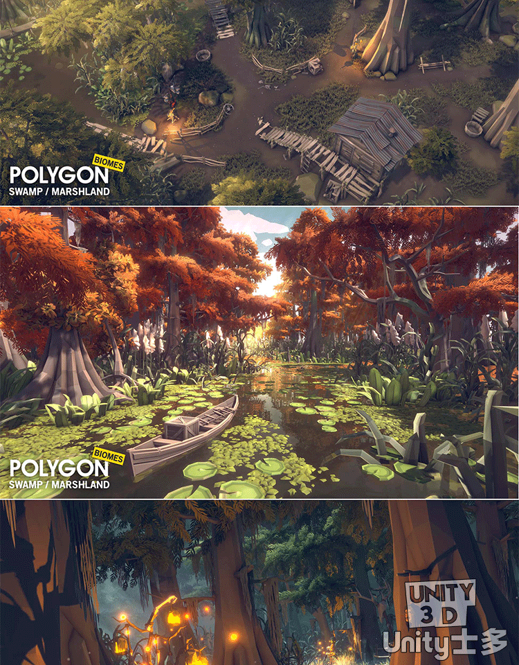 Unity3D自然湿地红树林沼泽场景水生植物POLYGON Swamp Marshland - 场景模型 - 绘图狗-设计灵感素材集散地