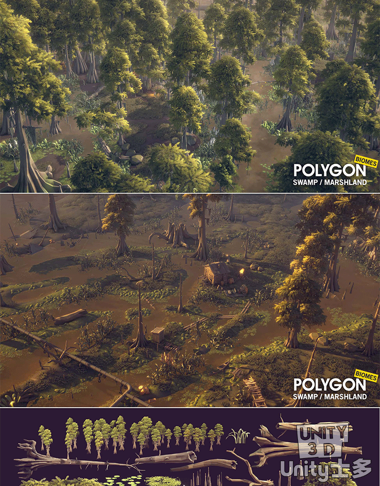Unity3D自然湿地红树林沼泽场景水生植物POLYGON Swamp Marshland - 场景模型 - 绘图狗-设计灵感素材集散地