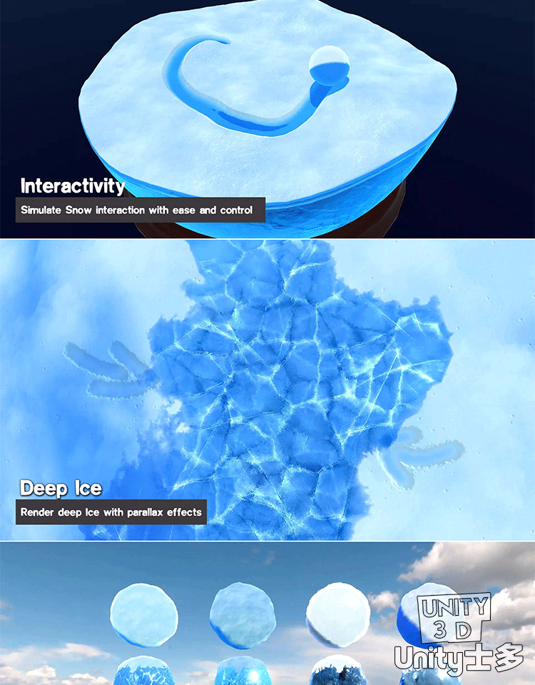 Unity3D冰雪材质着色器素材Brute Force - Snow Ice Shader v1.2 - 粒子特效 - 绘图狗-设计灵感素材集散地