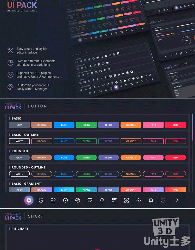 Unity 扁平化现代简约UI界面开发包unity3DModern UI Pack 5.5.11 - 其他 - 绘图狗-设计灵感素材集散地