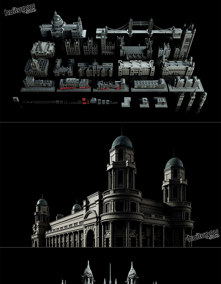 维多利亚时代中世纪欧美建筑景观3D模型包Kitbash3D – Victorian - KitBash3D模型 - 绘图狗-设计灵感素材集散地