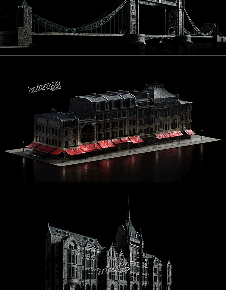 维多利亚时代中世纪欧美建筑景观3D模型包Kitbash3D – Victorian - KitBash3D模型 - 绘图狗-设计灵感素材集散地