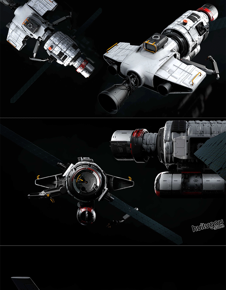 科幻宇宙太空飞船推进器3d模型Kitbash3D-Vehicles：Spaceships - KitBash3D模型 - 绘图狗-设计灵感素材集散地