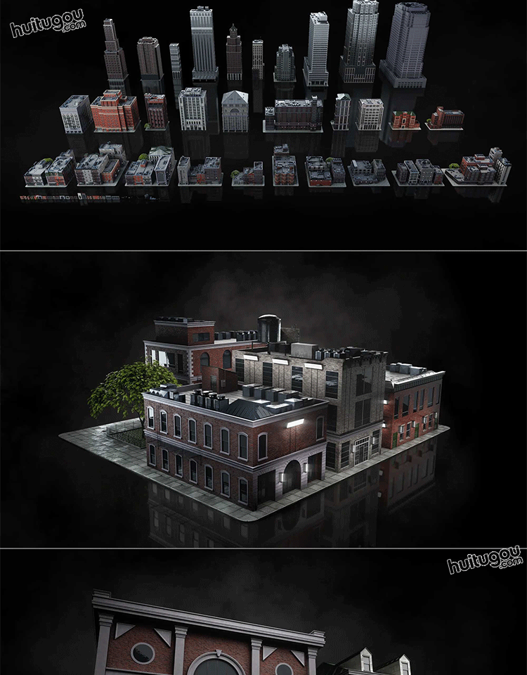 PBR布鲁克林城市住宅街区公寓建筑3D模型素材KitBash3D–Brooklyn - KitBash3D模型 - 绘图狗-设计灵感素材集散地