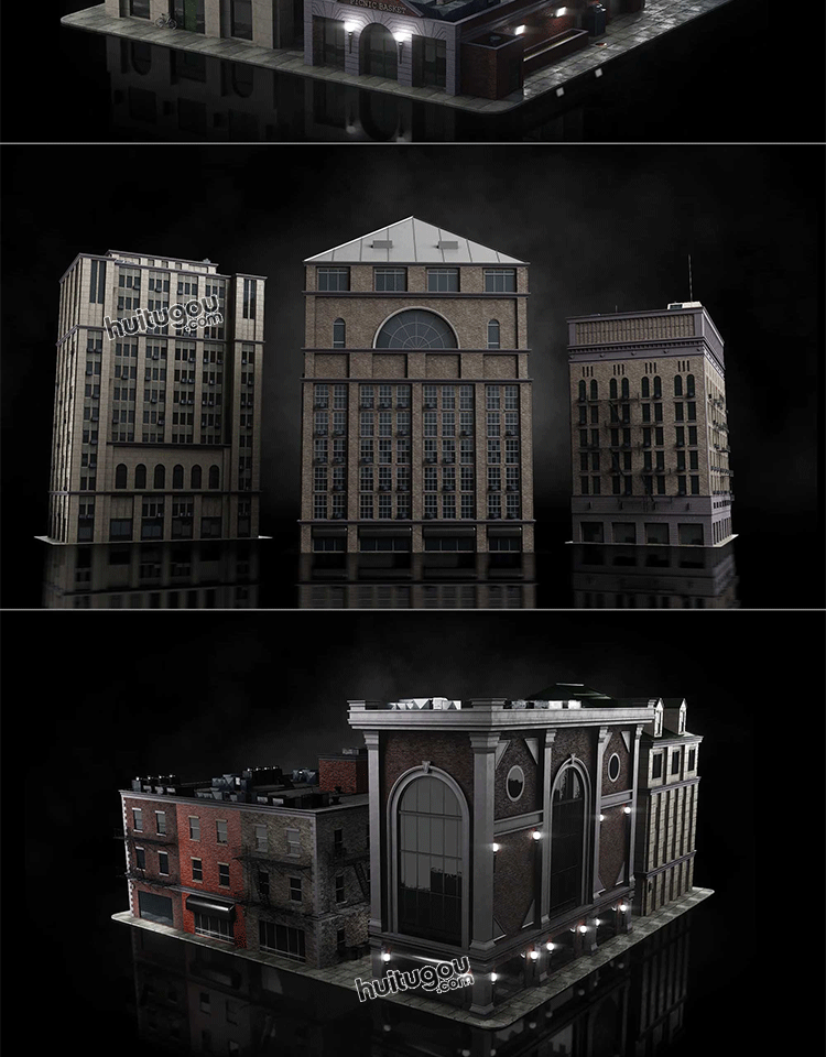 PBR布鲁克林城市住宅街区公寓建筑3D模型素材KitBash3D–Brooklyn - KitBash3D模型 - 绘图狗-设计灵感素材集散地