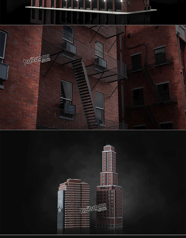 PBR布鲁克林城市住宅街区公寓建筑3D模型素材KitBash3D–Brooklyn - KitBash3D模型 - 绘图狗-设计灵感素材集散地