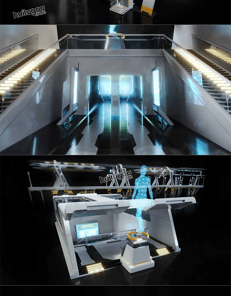 科幻未来高科技街道客服通信中心建筑3D模型High Tech Streets - KitBash3D模型 - 绘图狗-设计灵感素材集散地