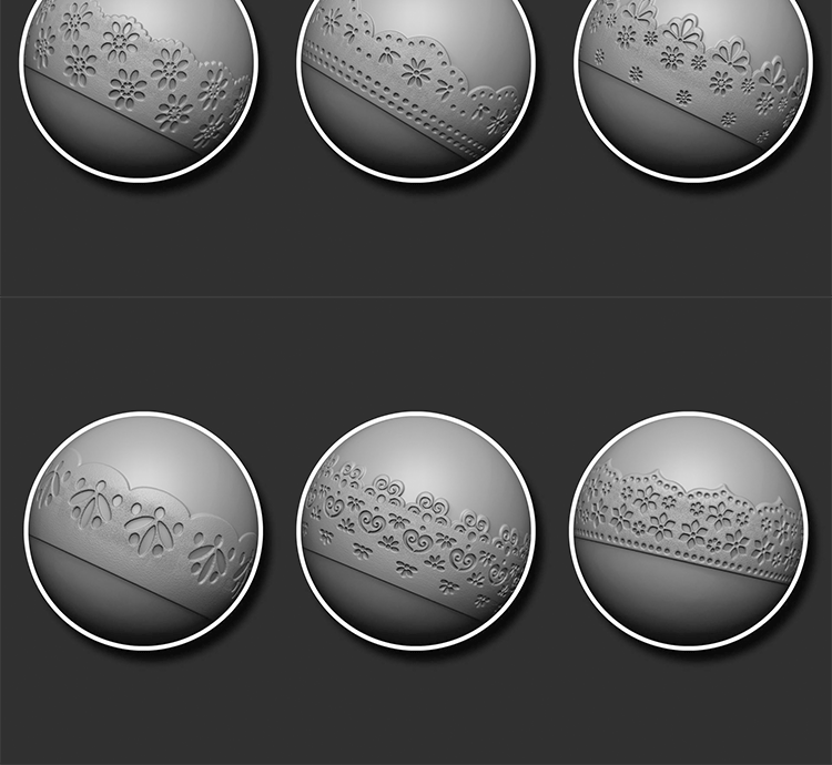 ZBrush布料细节zbp笔刷ZB衣服雕刻服饰花纹图案装饰细节花边装饰 - 服饰鞋帽 - 绘图狗-设计灵感素材集散地