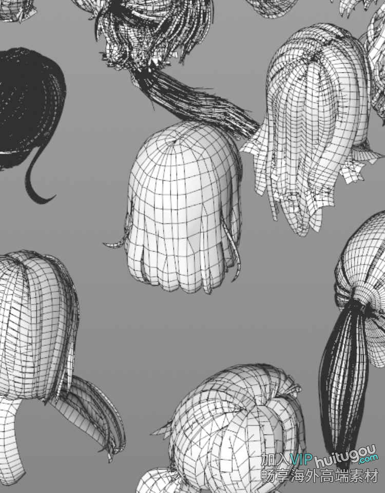 MAYA女孩人物头发毛发3D模型FBX格式OBJ建模渲染设计素材源文件 - 人物角色 - 绘图狗-设计灵感素材集散地