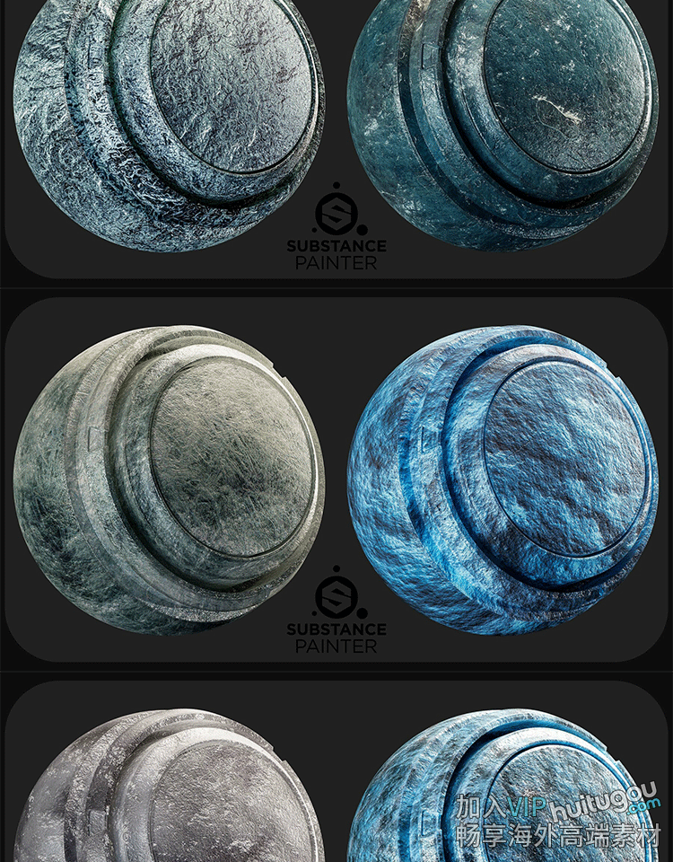 SP冰材质球SPSM冰块智能材质冰冻河湖Substance程式化PBR材质素材 - SP材质球 - 绘图狗-设计灵感素材集散地