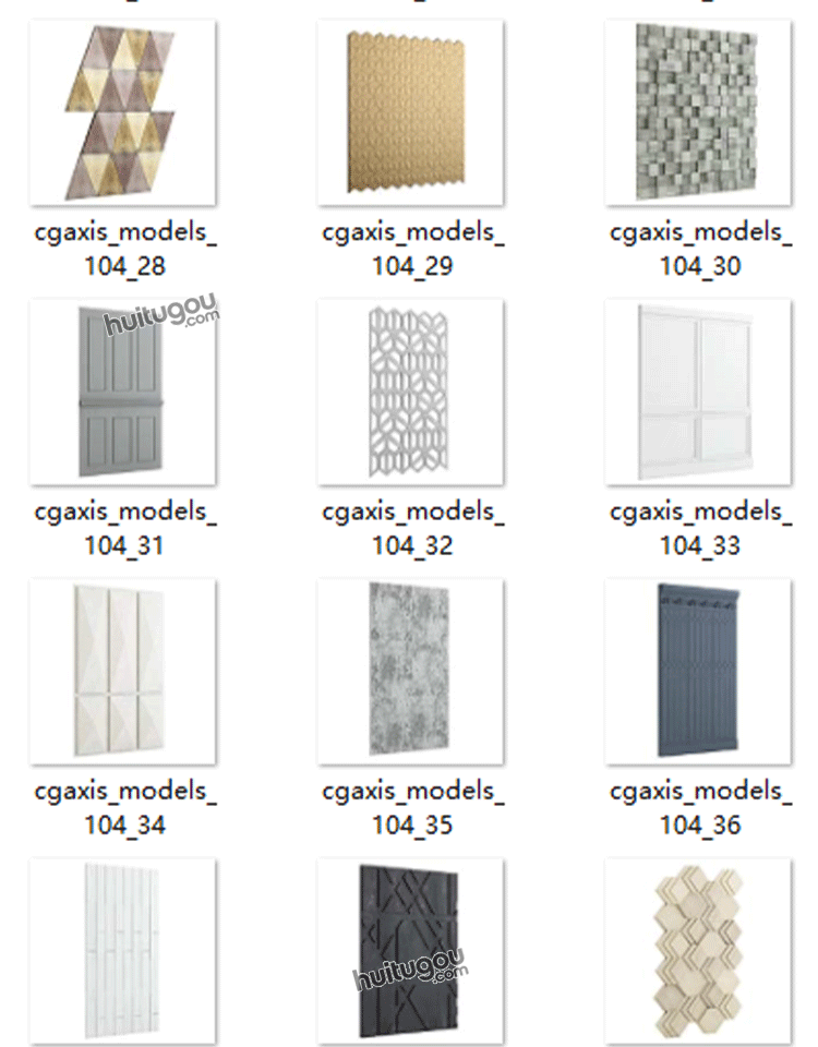 CGAXIS Wall Panels[装饰墙板]C4D室内装饰墙板背景板材3D模型MAX - CGAxis单体模型 - 绘图狗-设计灵感素材集散地