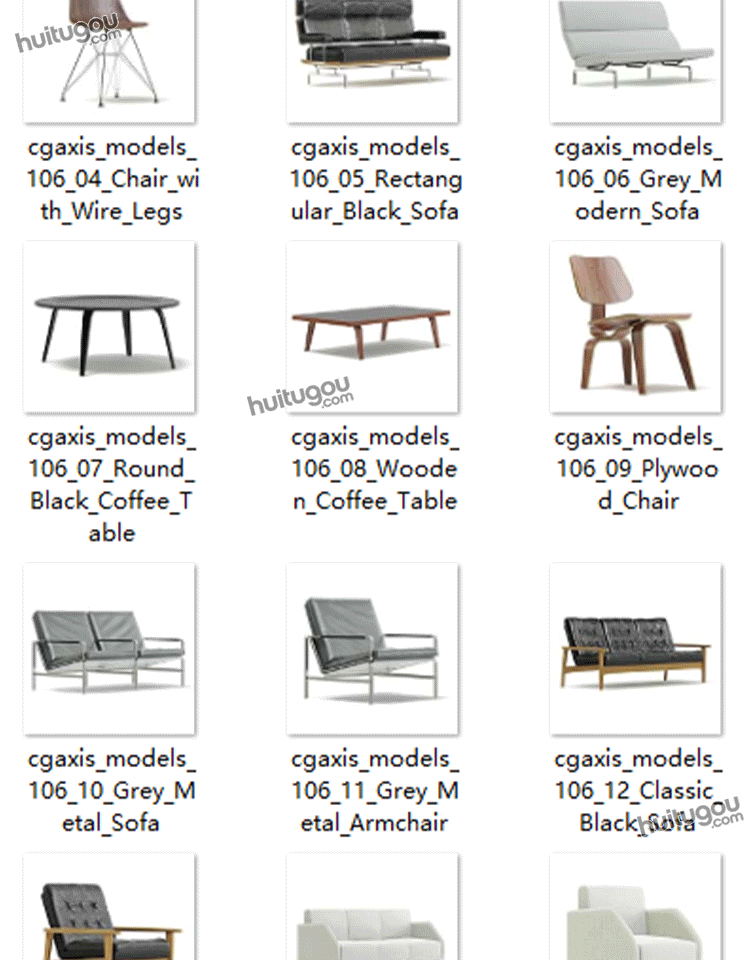 CGAxis Furniture-9[家具]现代时尚沙发椅子茶几OBJ躺椅3D模型FBX - CGAxis单体模型 - 绘图狗-设计灵感素材集散地