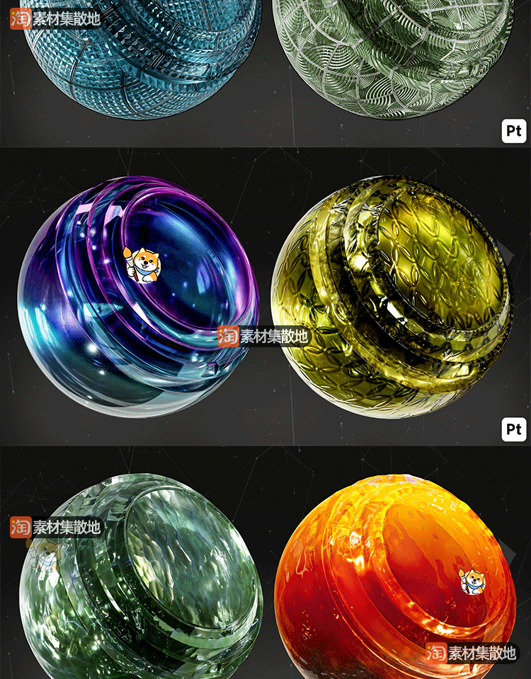30款substance painter/SP/Pt透明玻璃智能材质球spsm格式素材 - SP材质球 - 绘图狗-设计灵感素材集散地